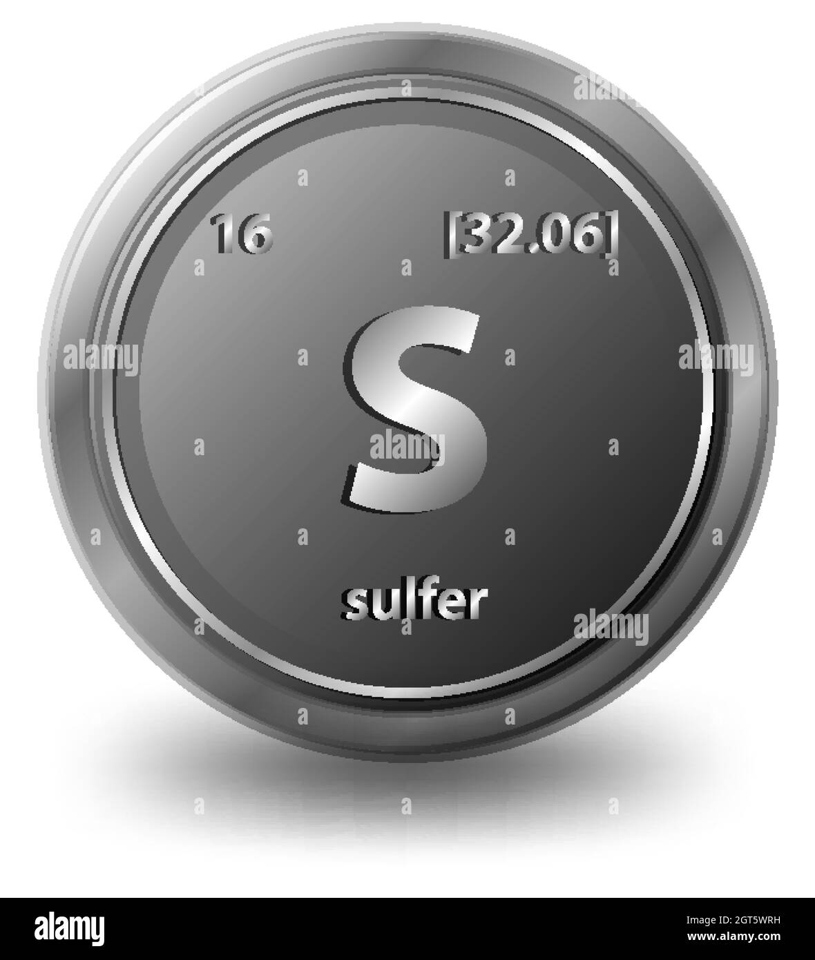 Sulfer chemical element. Chemical symbol with atomic number and atomic ...