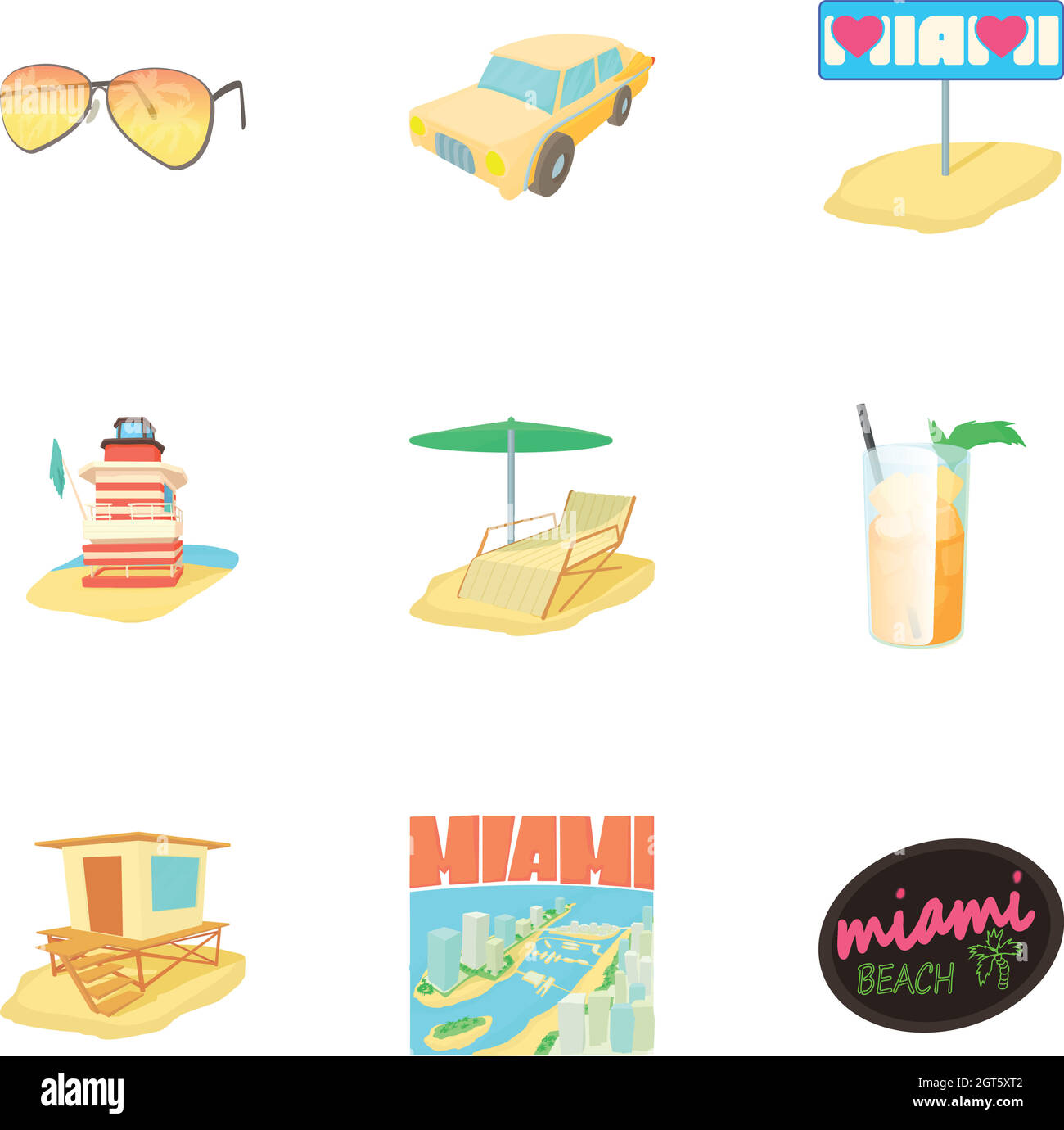 City Miami icons set, cartoon style Stock Vector Image & Art - Alamy