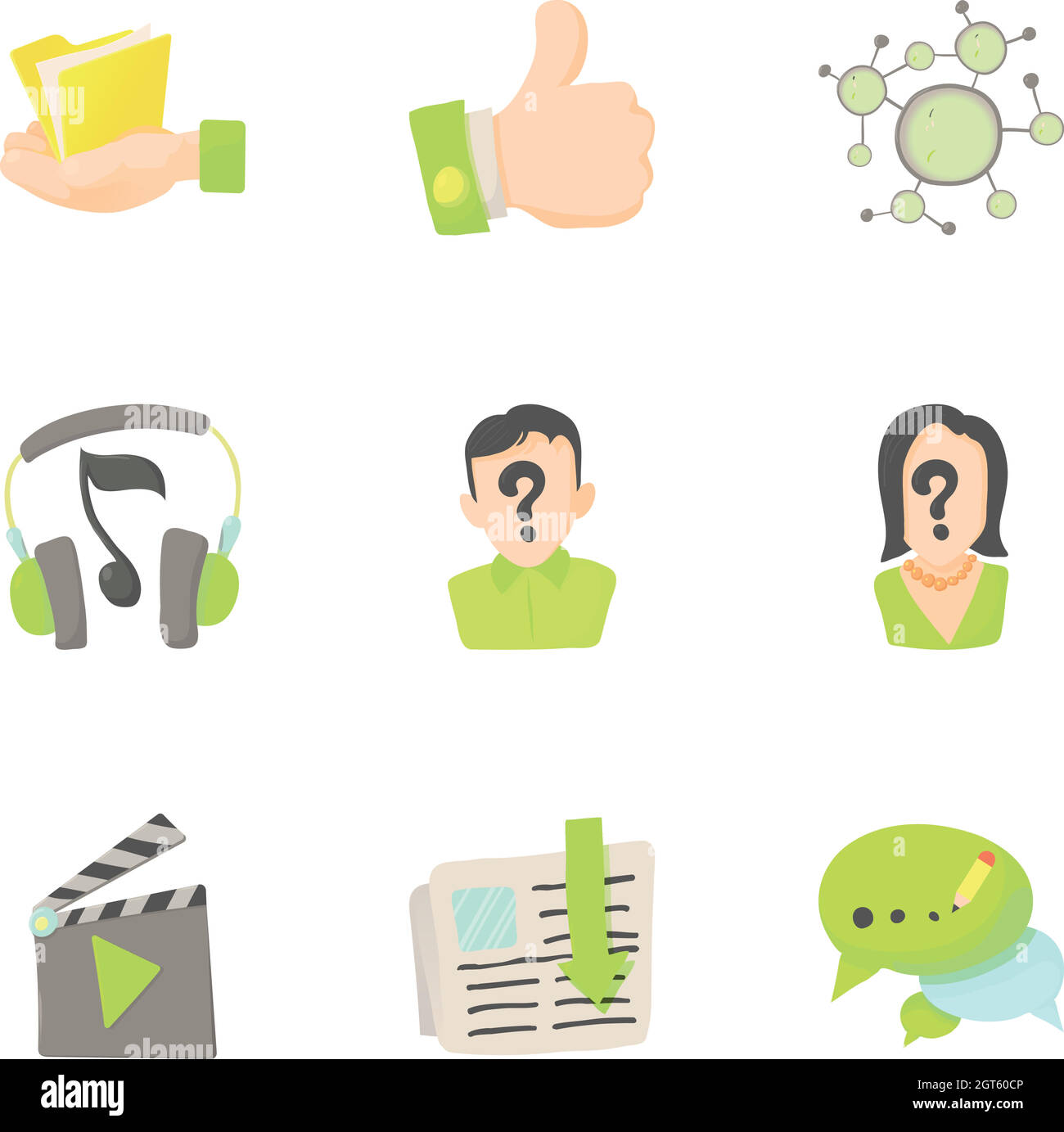 Friendship in network icons set, cartoon style Stock Vector Image & Art ...
