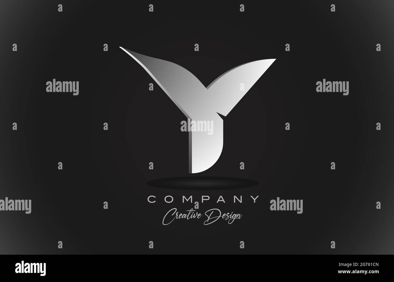 Y white gradient alphabet letter logo icon with black background ...