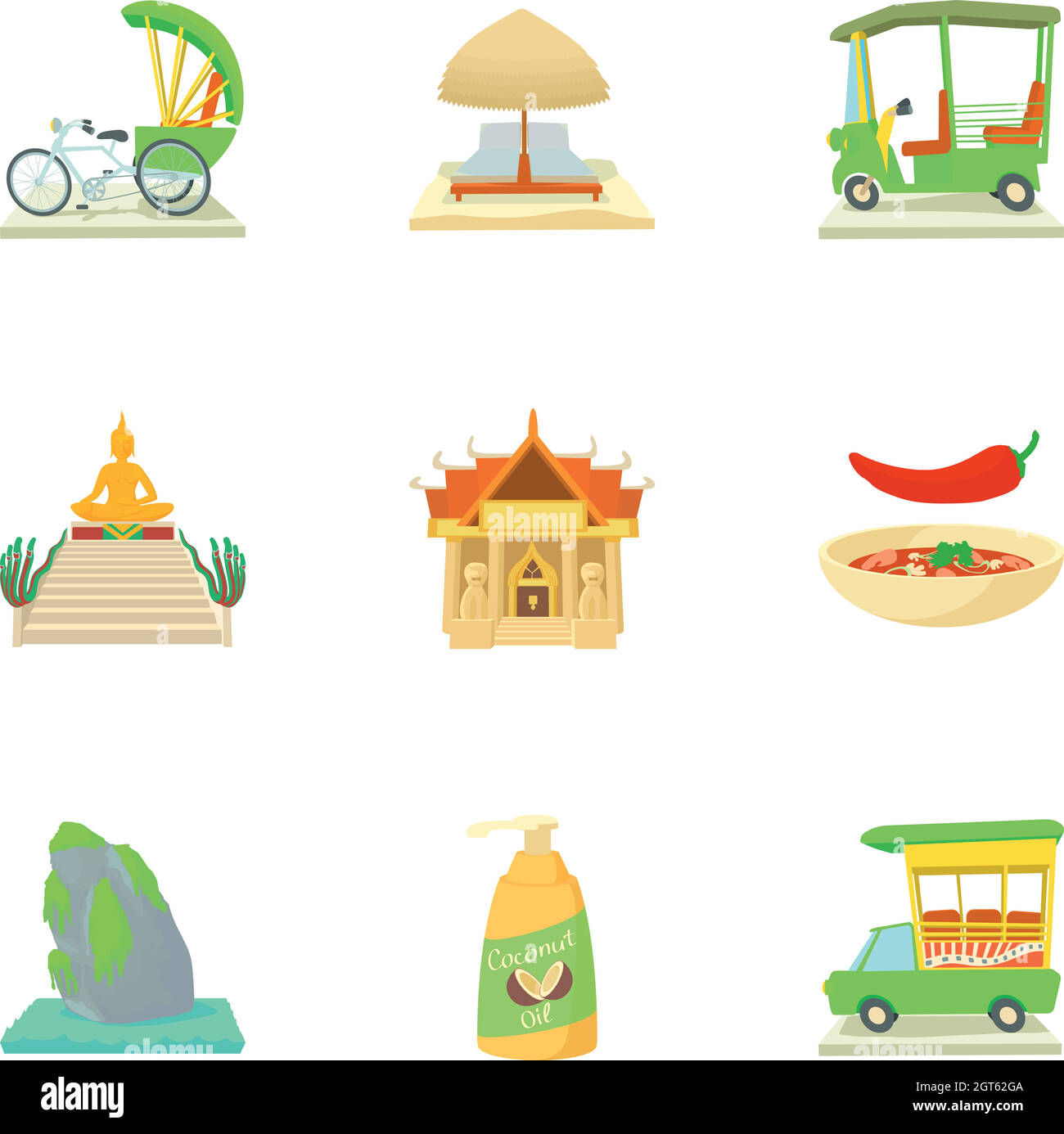 Country Thailand icons set, cartoon style Stock Vector Image & Art - Alamy