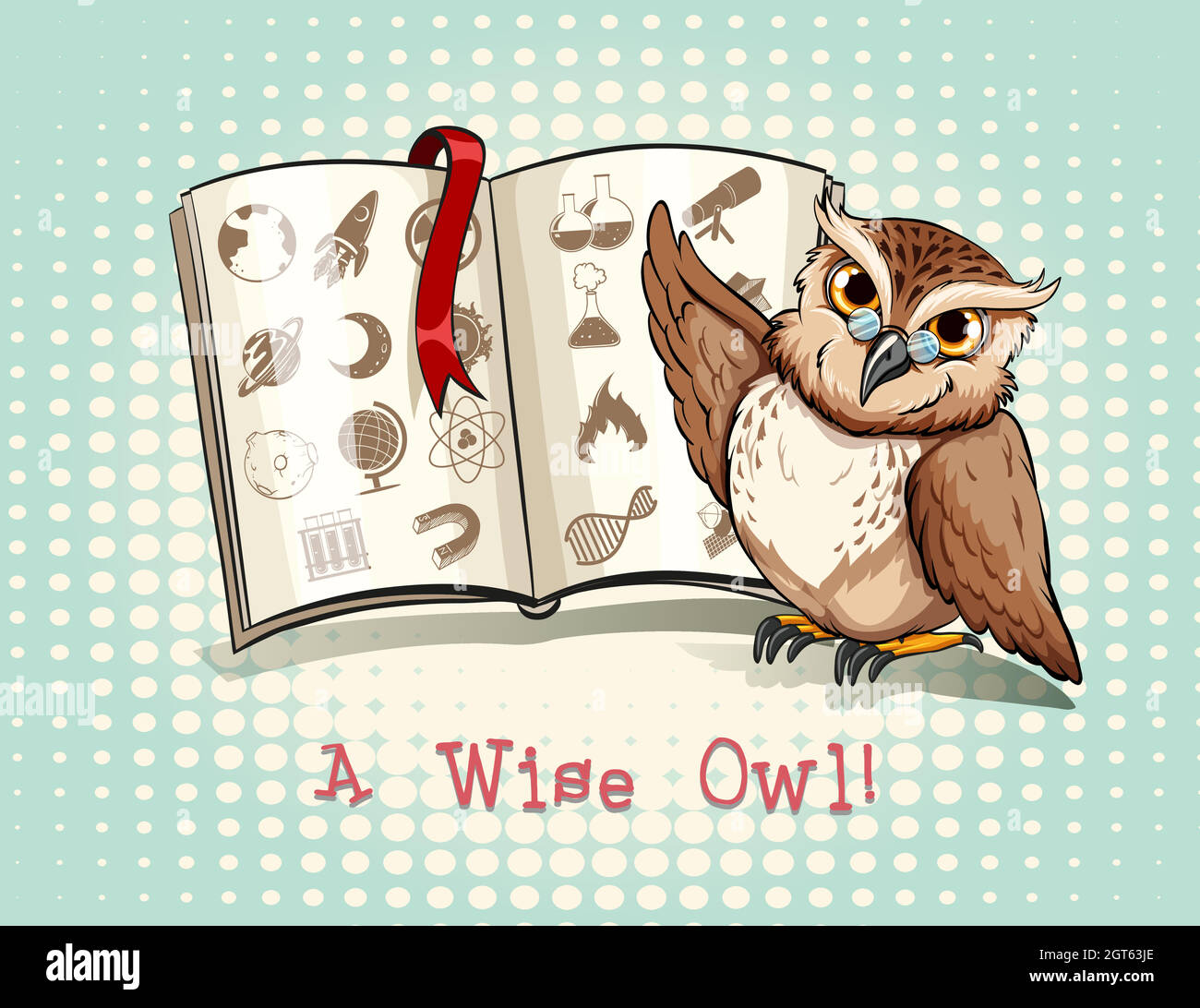 Owl wearing eyeglasses studying Stock Vector Image & Art - Alamy