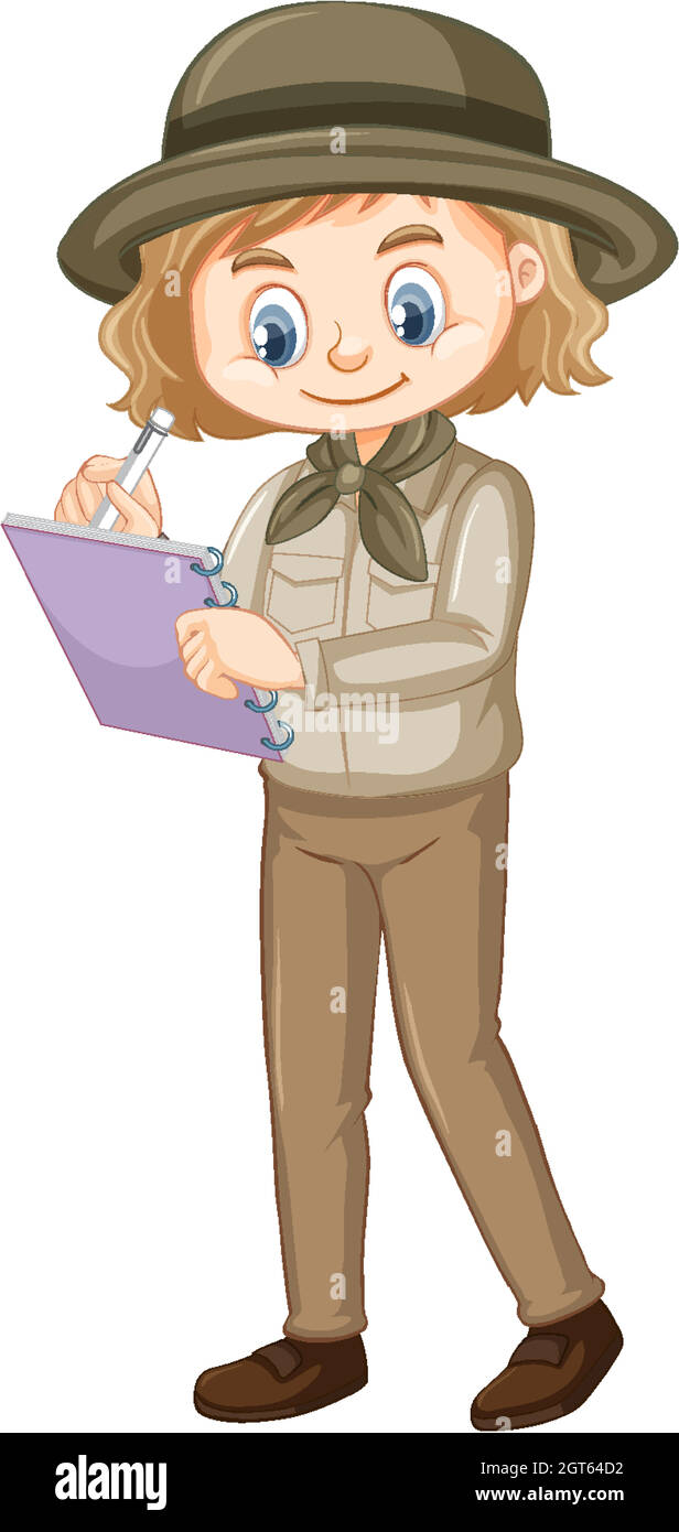 Girl writing note on white background Stock Vector Image & Art - Alamy