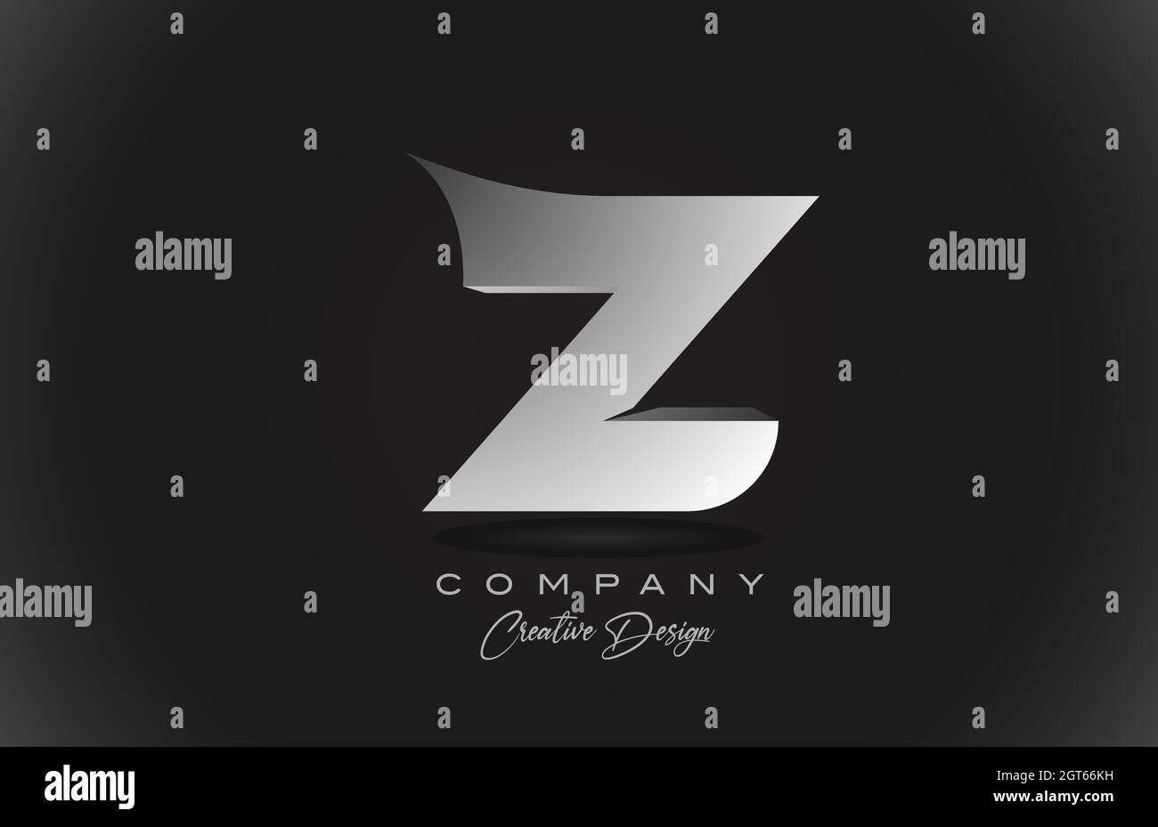 Z white gradient alphabet letter logo icon with black background ...