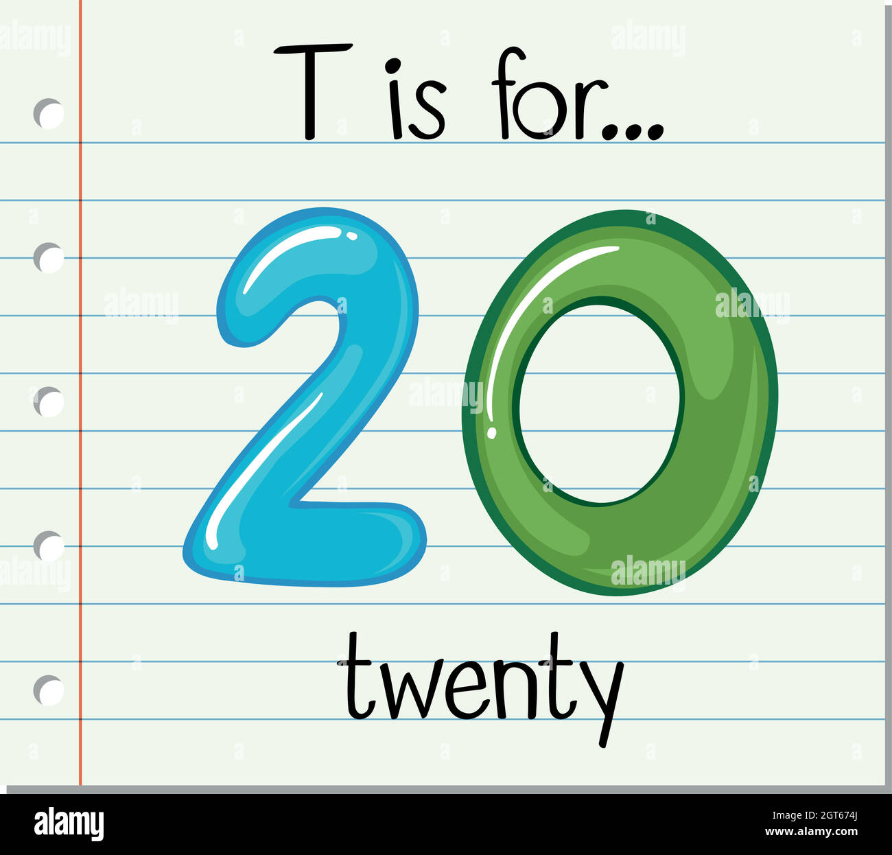 Flashcard letter T is for twenty Stock Vector Image & Art - Alamy