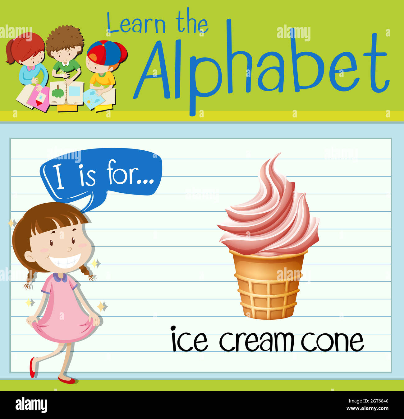 Flashcard letter I is for ice cream cone Stock Vector Image & Art - Alamy