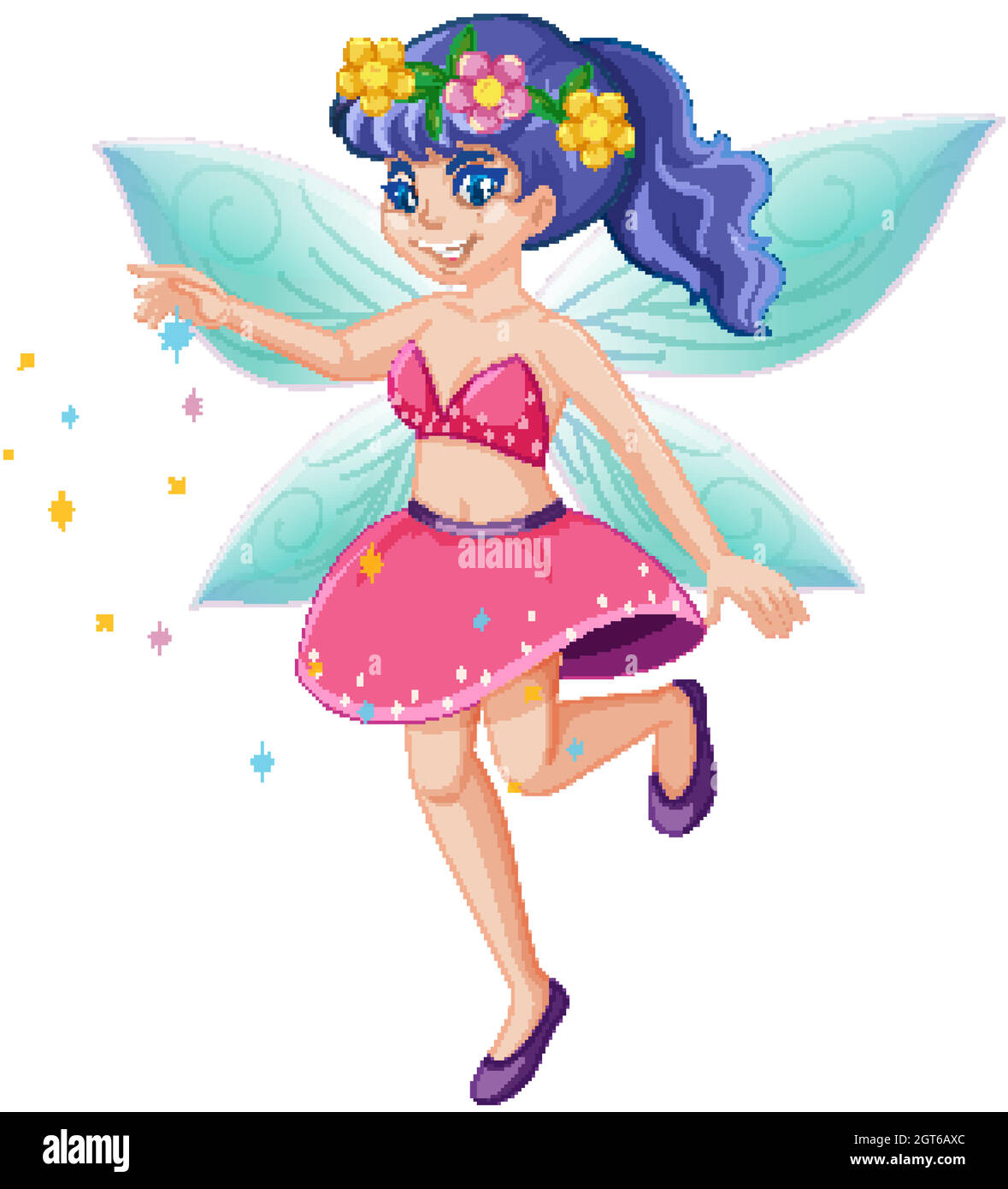 Cute fairy standing position cartoon character on white background ...