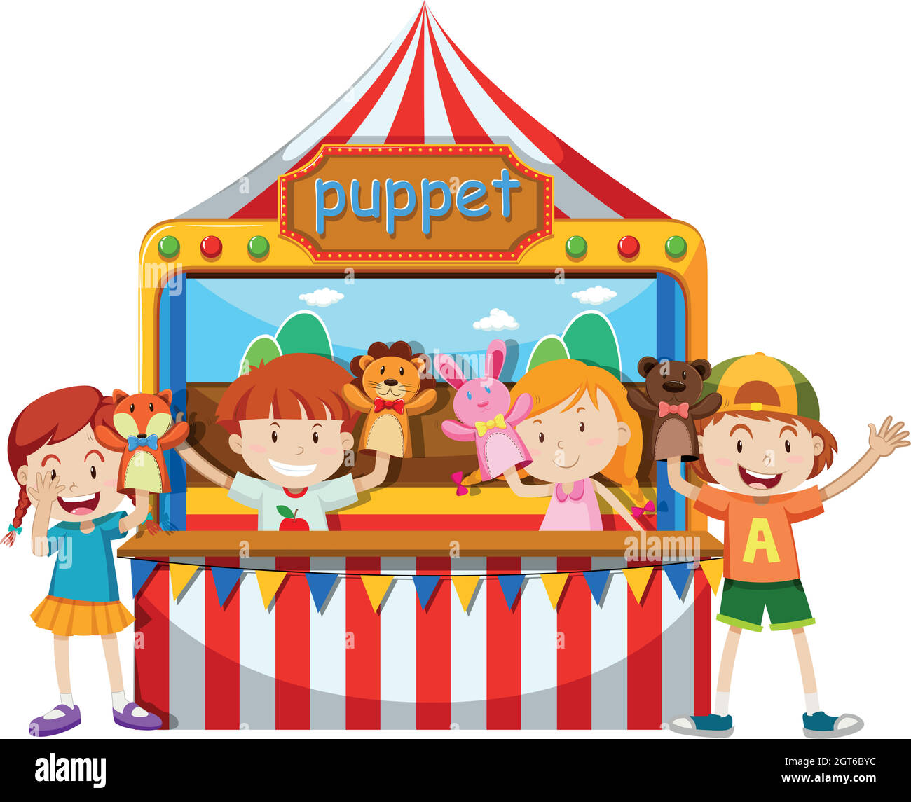 Children playing puppet together Stock Vector Image & Art - Alamy