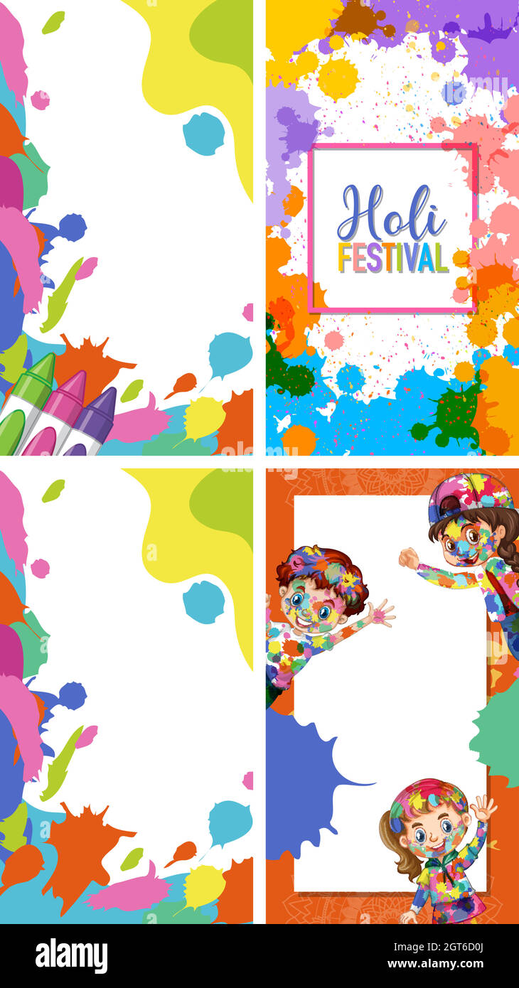 Four background design with happy holi festival theme Stock Vector ...