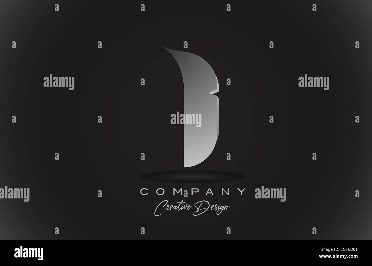 I white gradient alphabet letter logo icon with black background ...