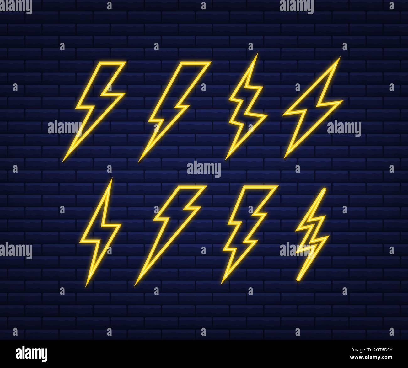 Lightning bolt neon set. Thunder bolt, lighting strike expertise ...
