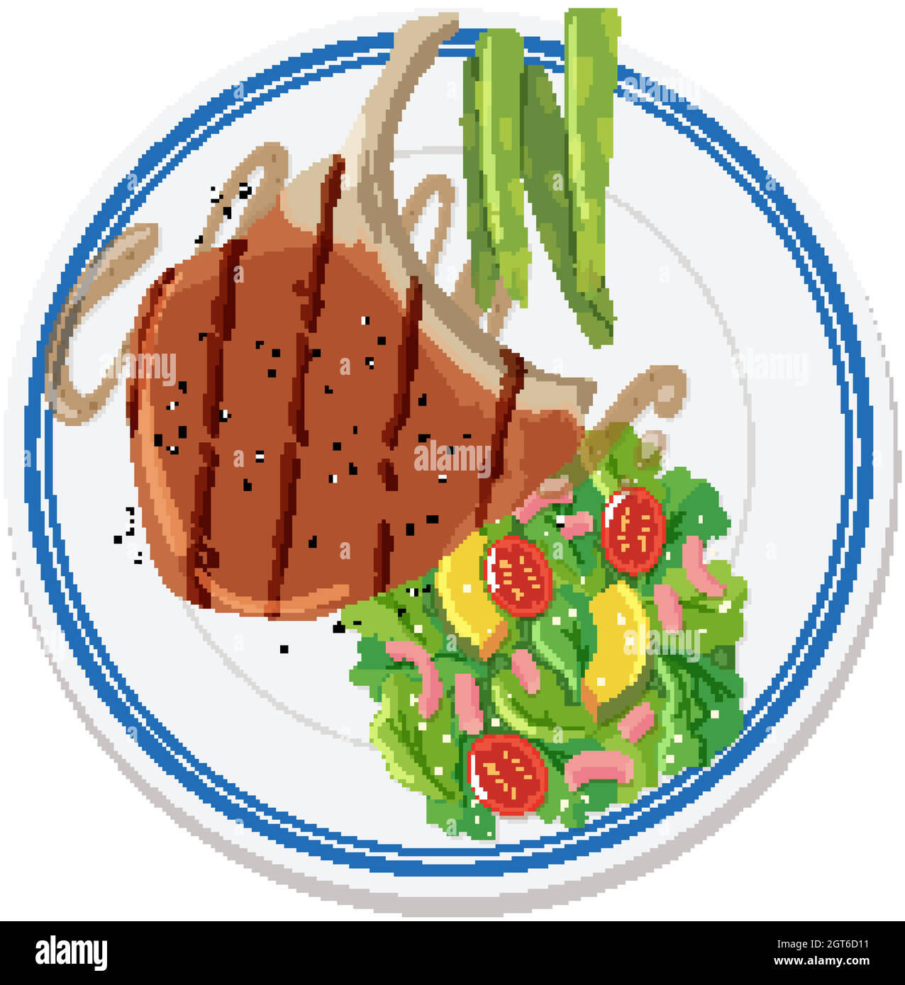 Aerial view of food on plate Stock Vector Image & Art - Alamy