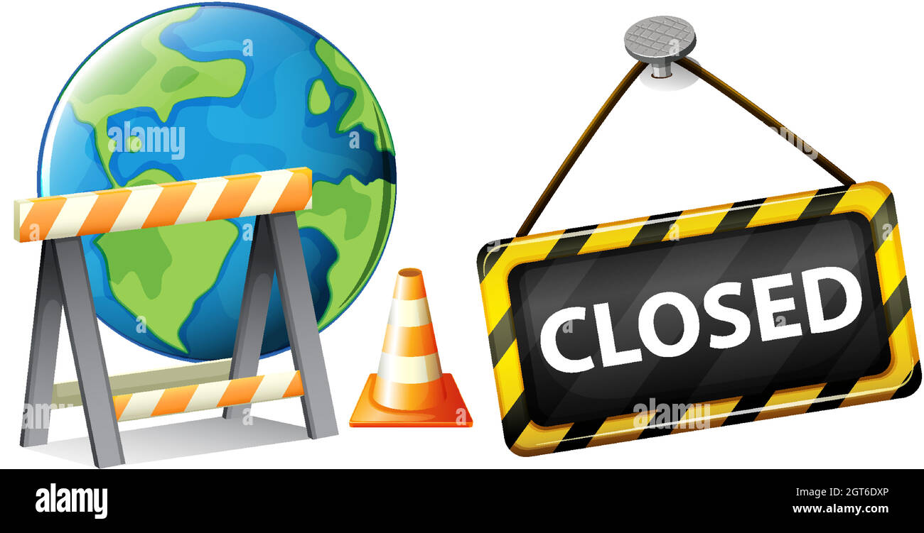 Poster design for coronavirus theme with closed sign on earth Stock ...