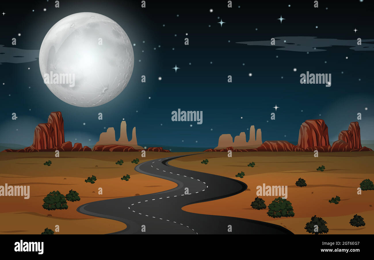 Desert scene at night Stock Vector Image & Art - Alamy