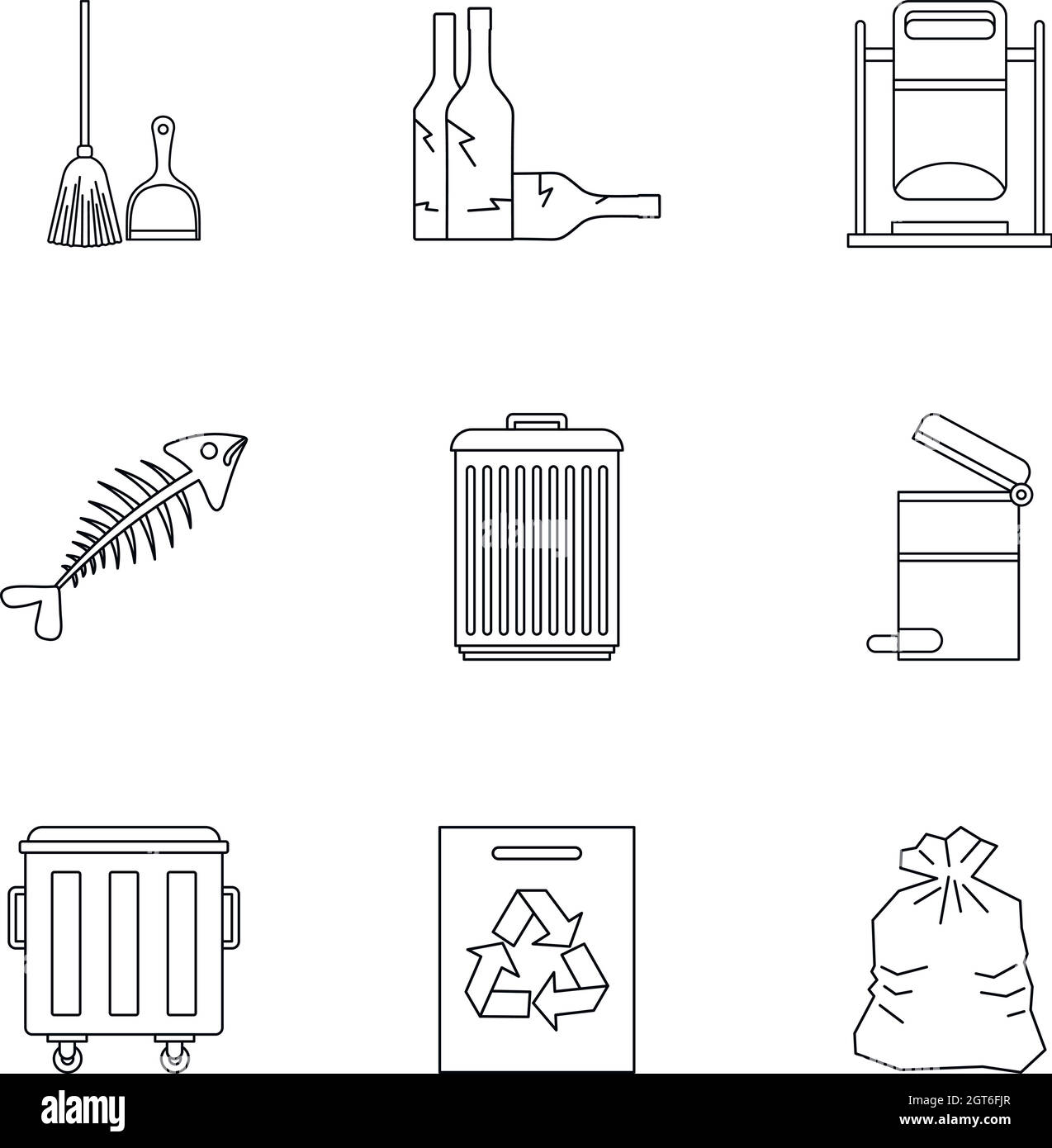 Rubbish icons set, outline style Stock Vector Image & Art - Alamy