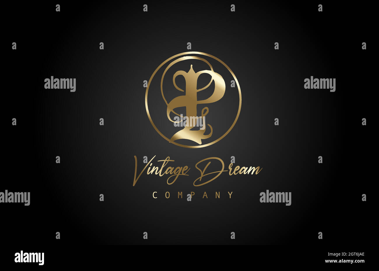 P gold golden alphabet letter icon logo. Vintage design concept for ...