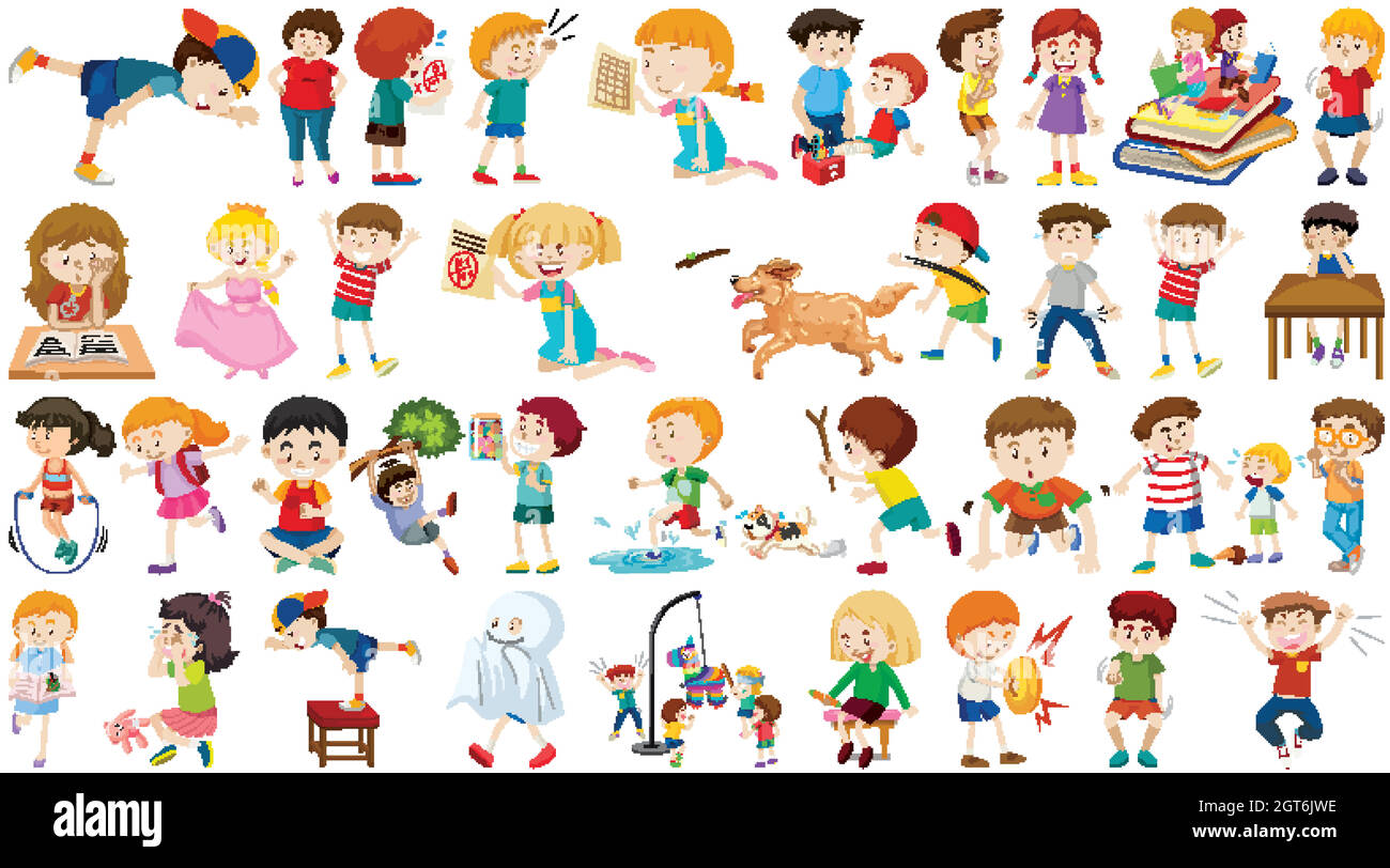 Set of cute kids cartoon character Stock Vector Image & Art - Alamy