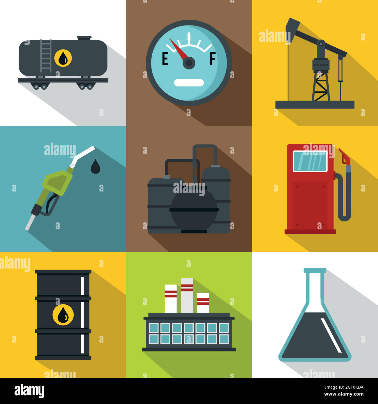 Oil production icons set, flat style Stock Vector Image & Art - Alamy