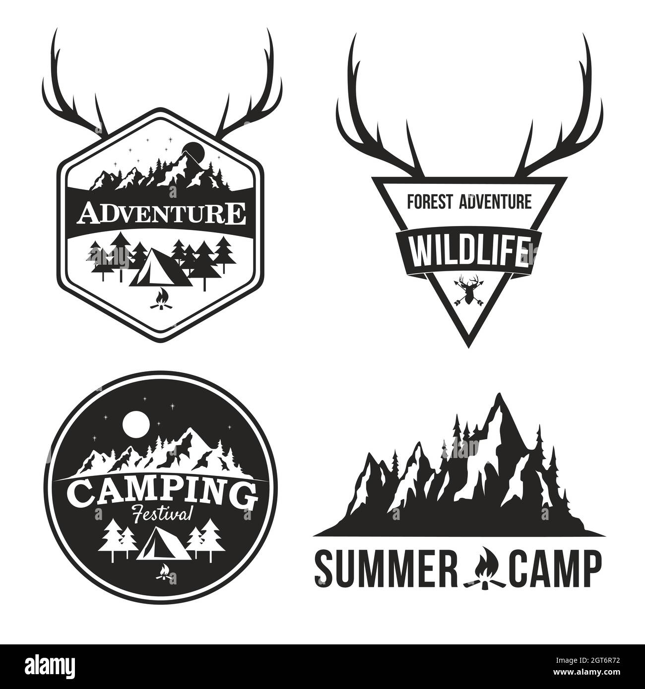Mountain Explorer Adventure Logo Badge Icon Vector Template Design Set ...