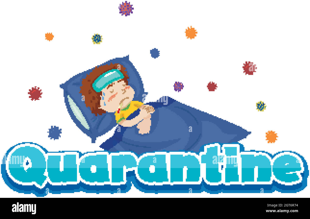 Poster design for coronavirus theme with sick boy in bed Stock Vector ...