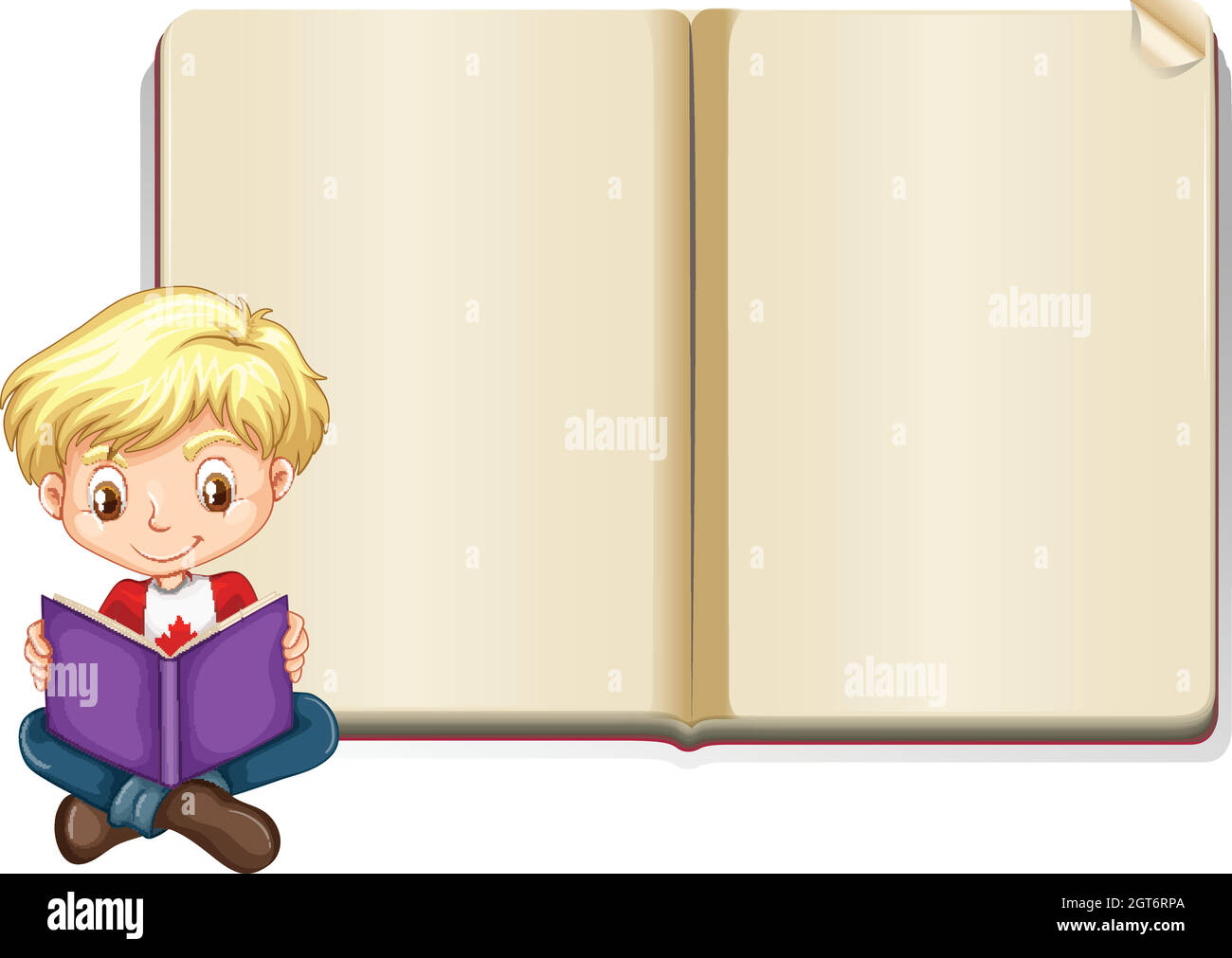 Blank book template with boy reading Stock Vector Image & Art - Alamy