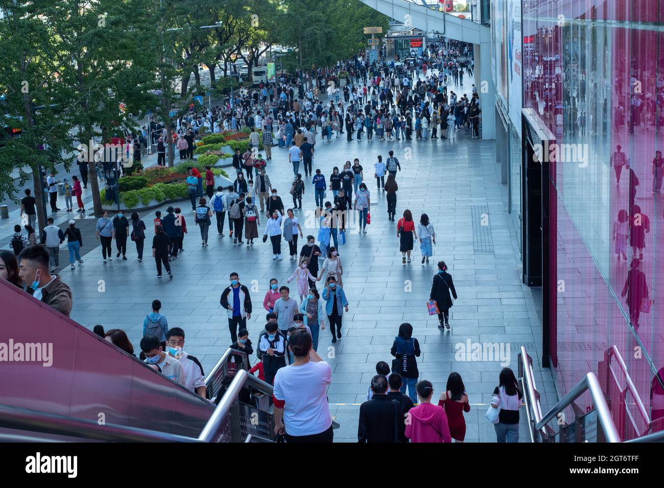 View of downtown Xidan business district in Beijing, China during ...