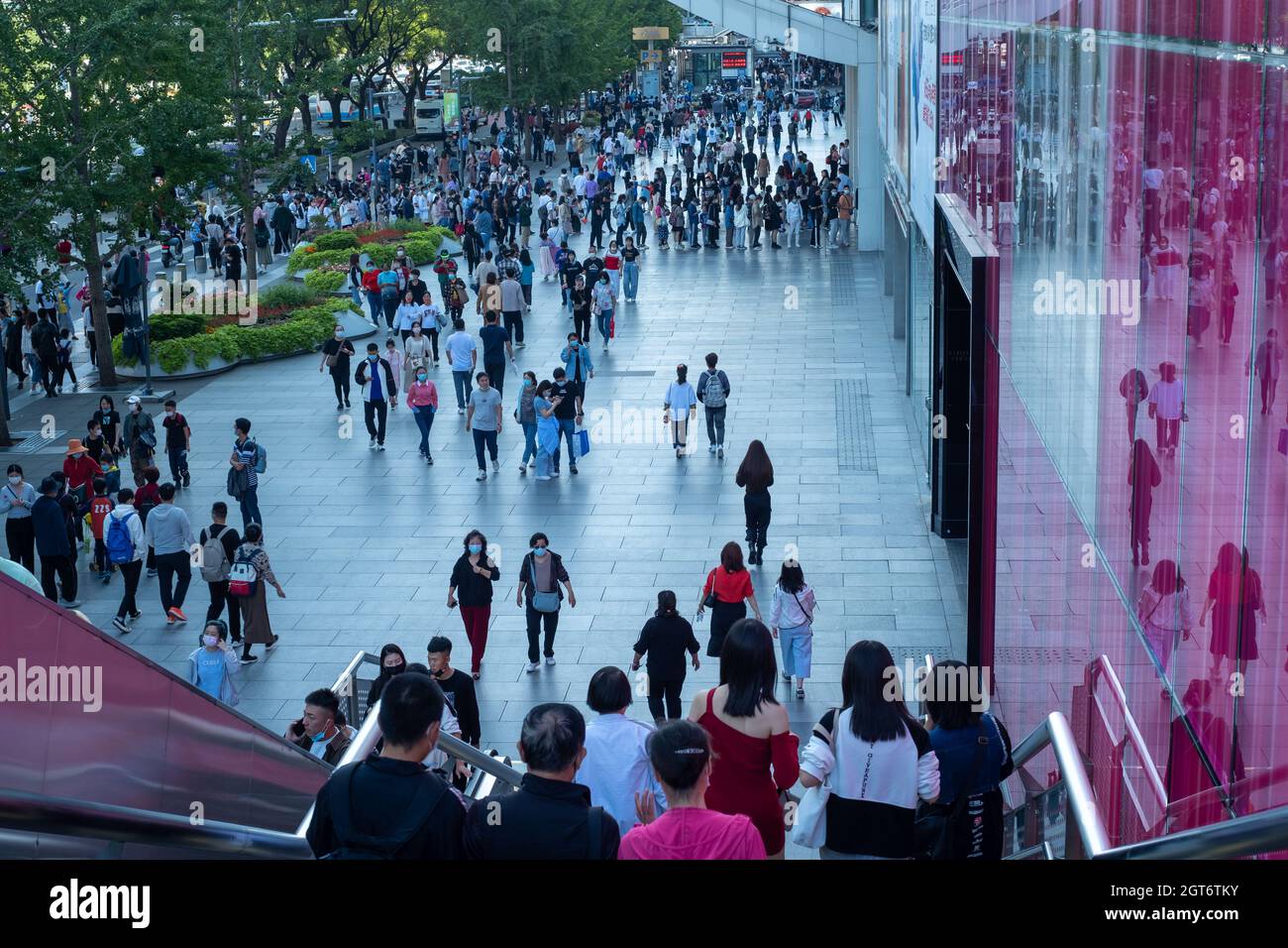View of downtown Xidan business district in Beijing, China during ...