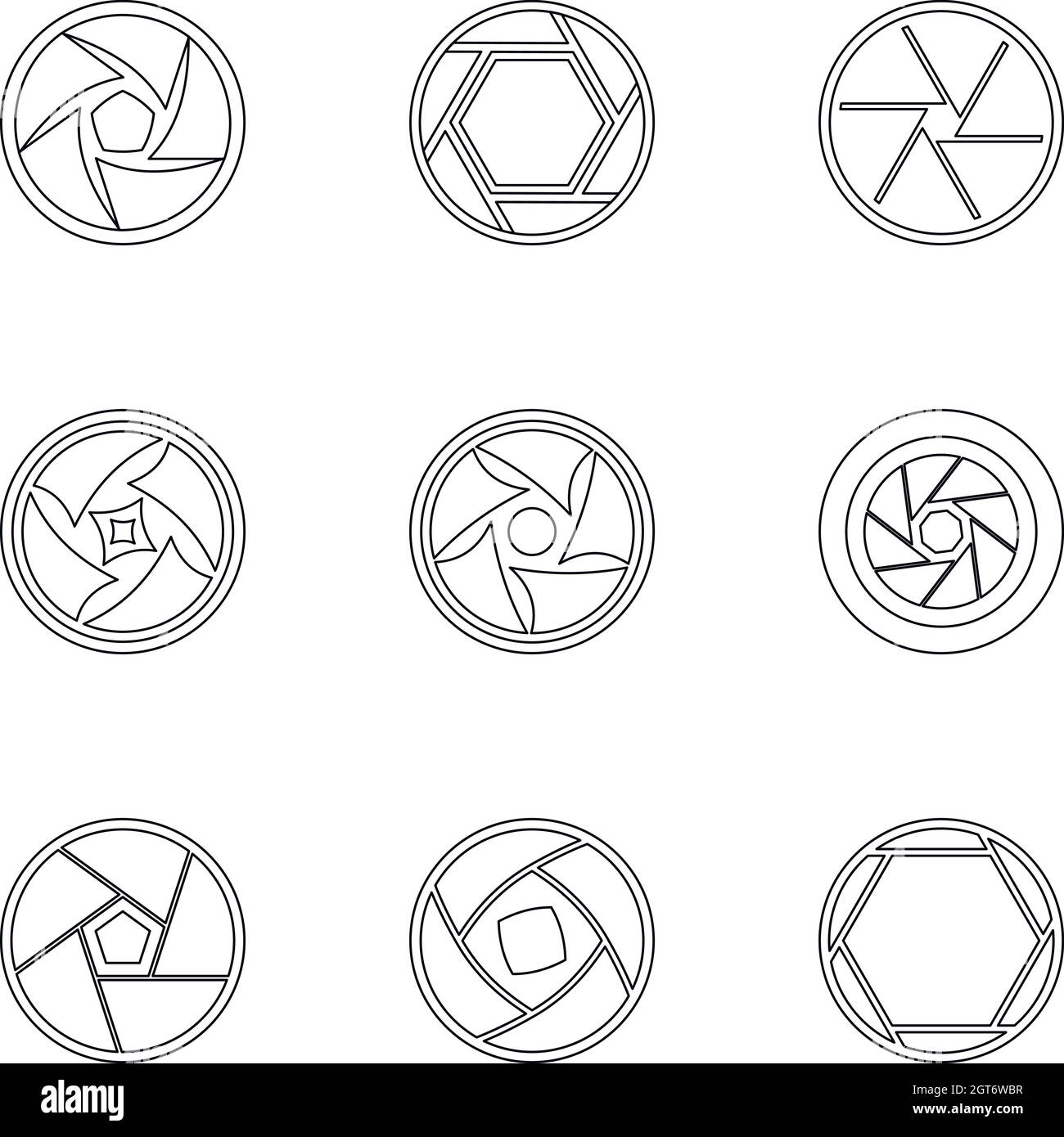 Aperture of camera icons set, outline style Stock Vector Image & Art ...