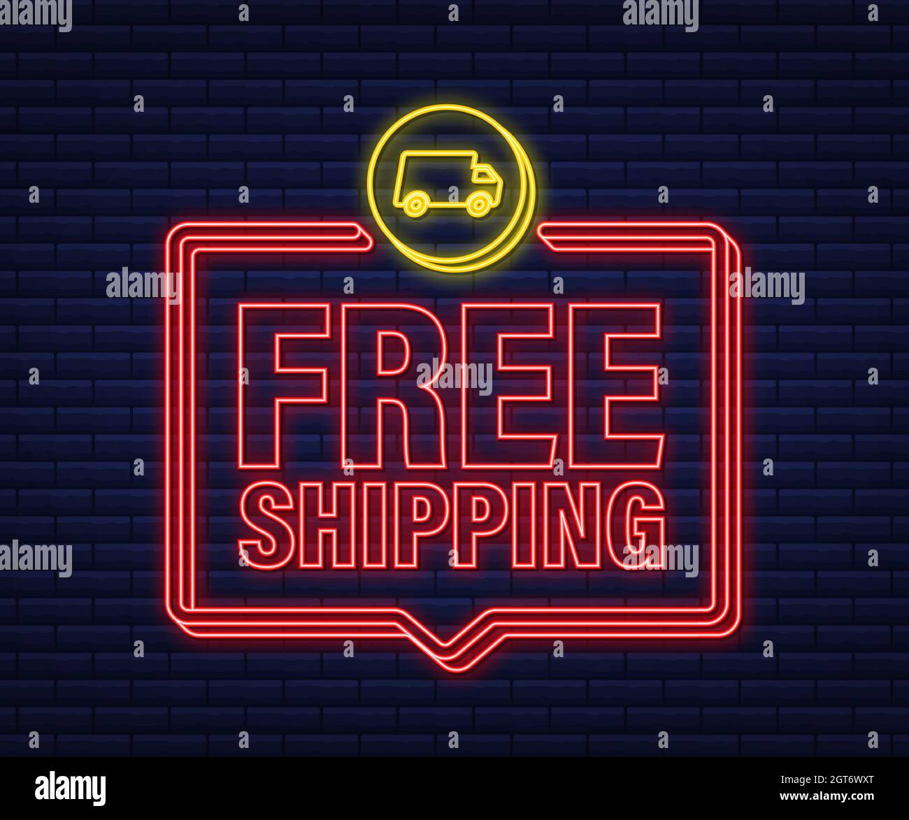 Free shipping. Neon icon. Badge with truck. Vector stock illustrtaion ...
