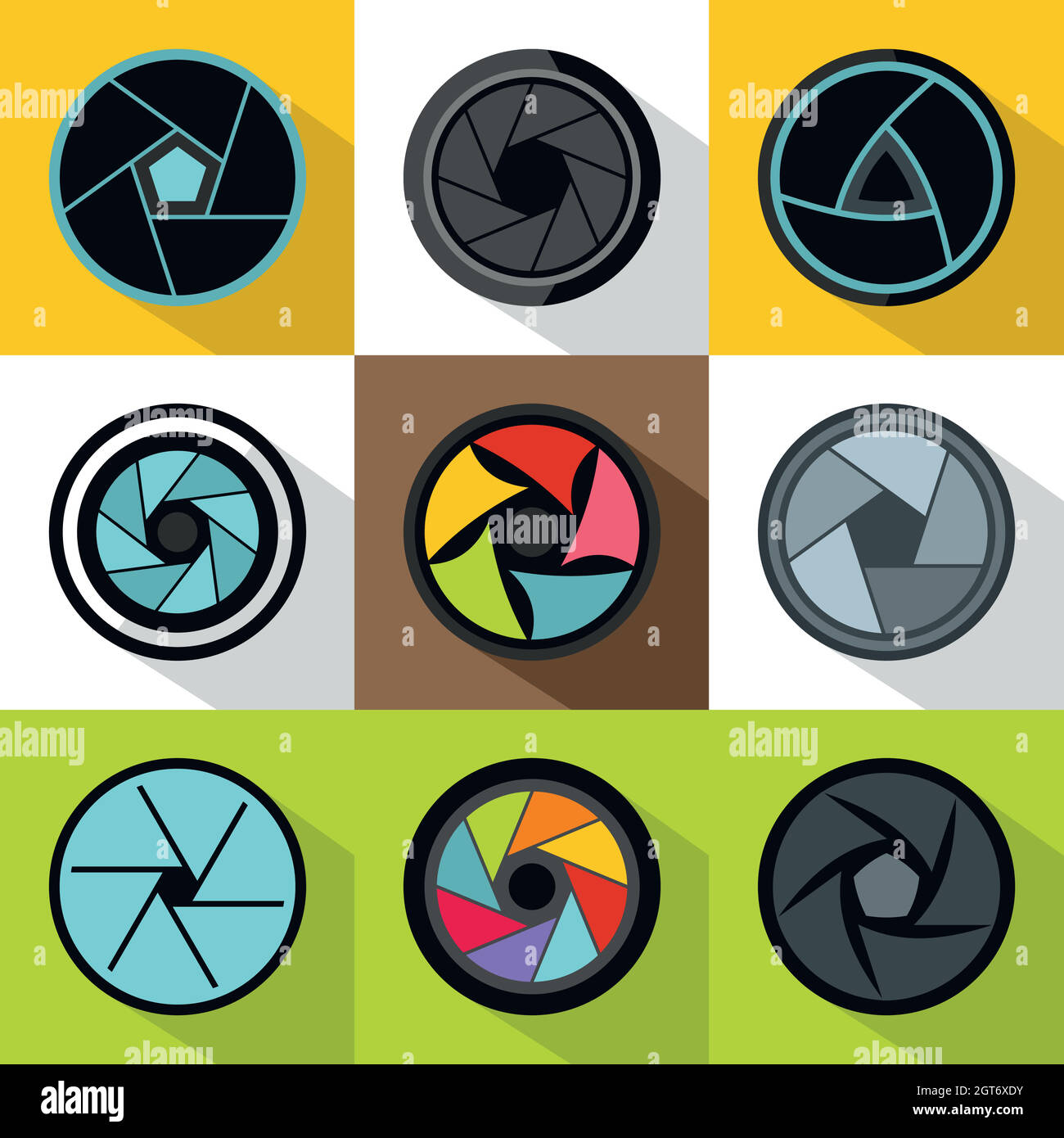Aperture icons set, flat style Stock Vector Image & Art - Alamy
