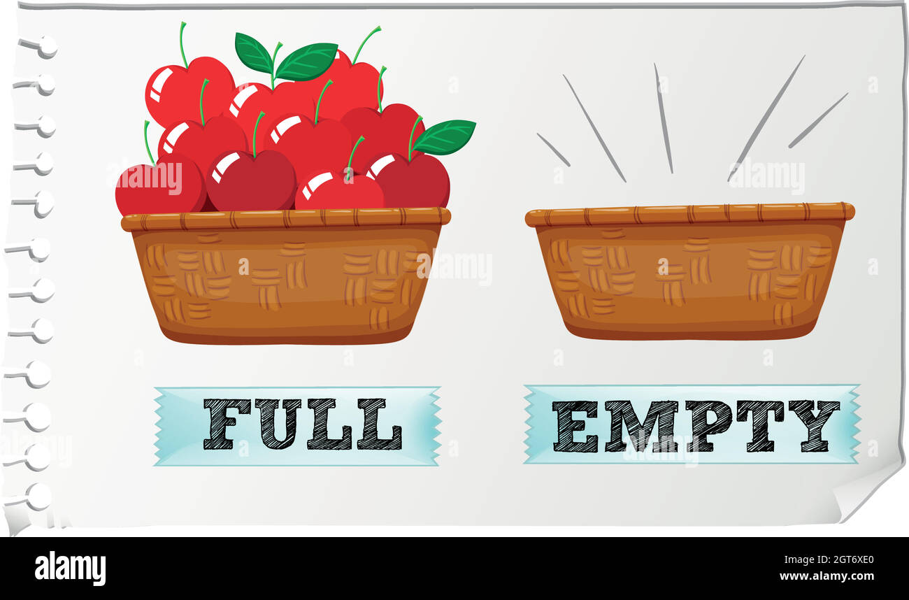 Opposite adjective full and empty Stock Vector Image & Art - Alamy