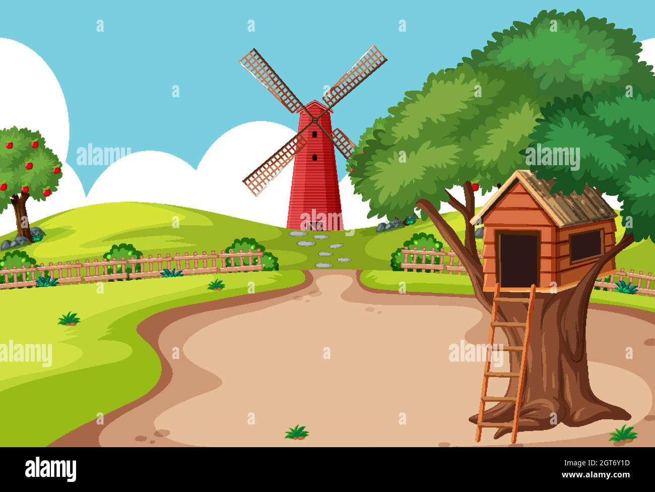 Color image cartoon farm windmill hi-res stock photography and images ...