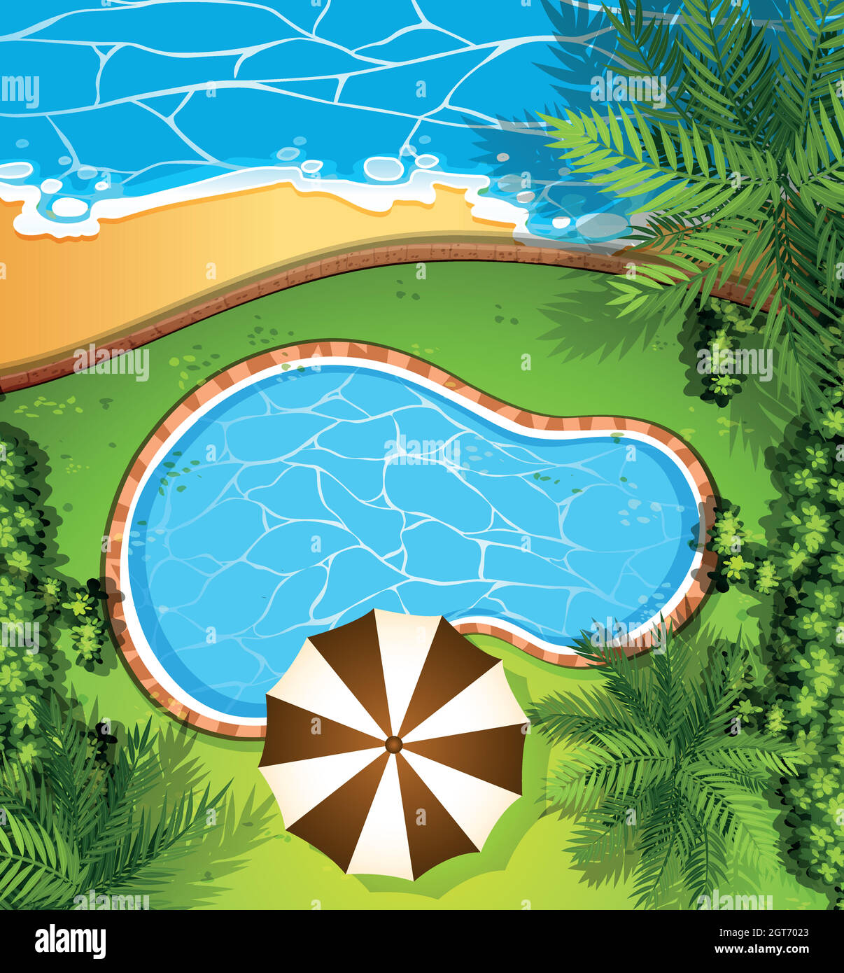 Ocean scene and swimming pool Stock Vector Image & Art - Alamy