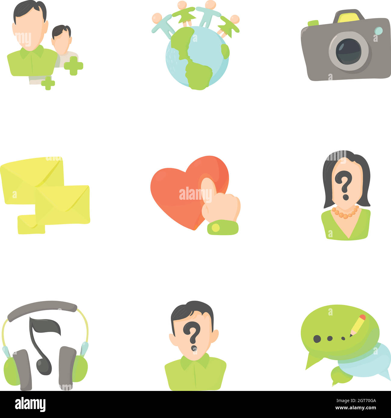 Communication in internet icons set, cartoon style Stock Vector Image ...