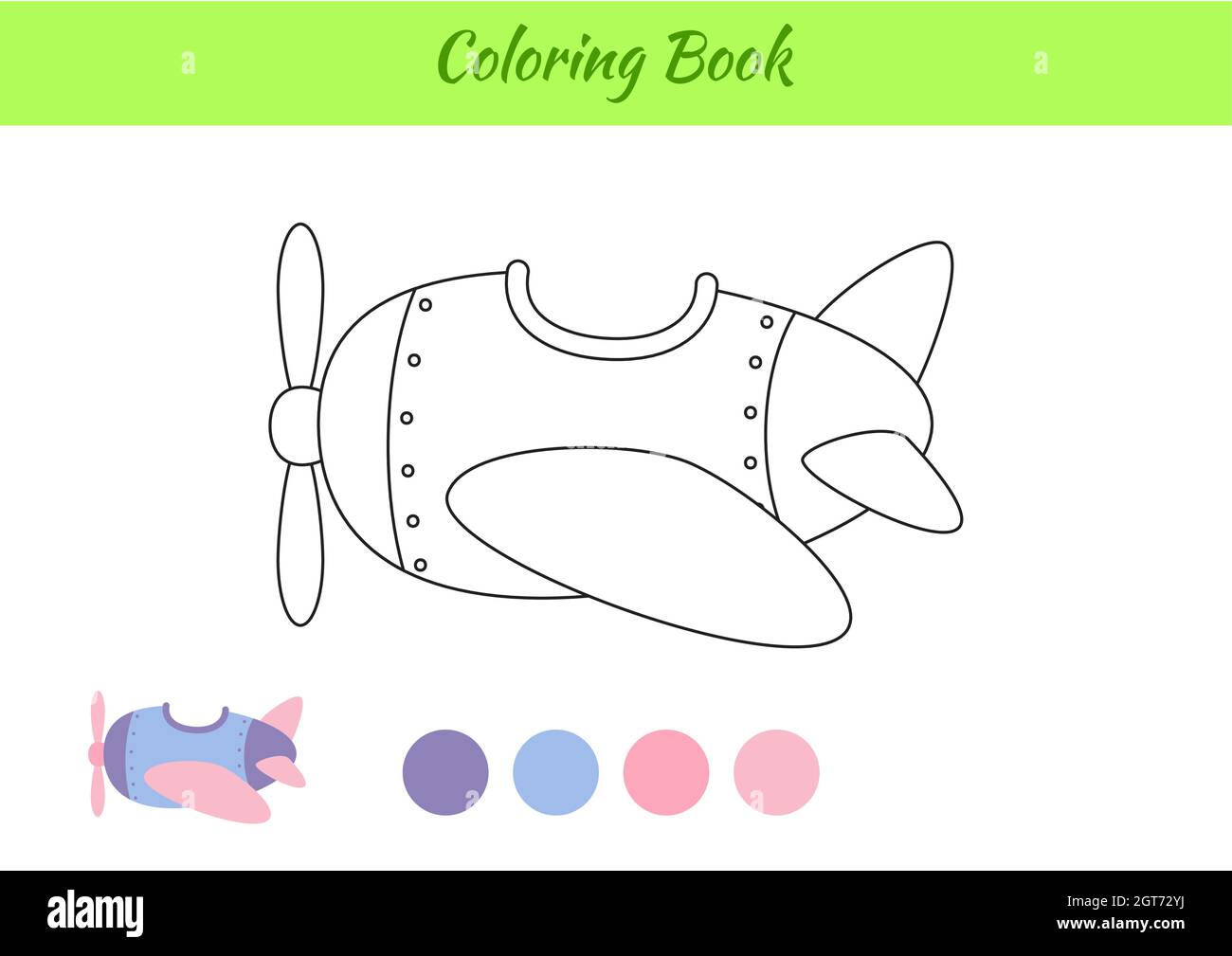 Coloring book plane for children. Educational activity page for ...