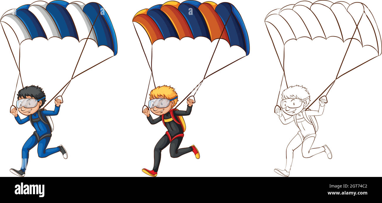Drafting character for man doing parachute Stock Vector Image & Art - Alamy