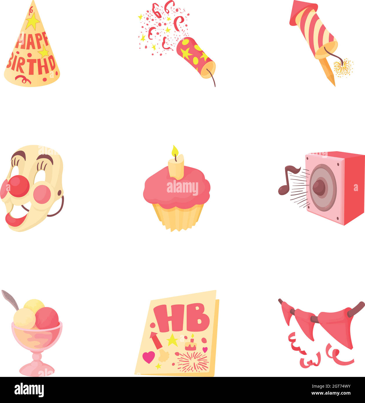 Birthday icons set, cartoon style Stock Vector Image & Art - Alamy