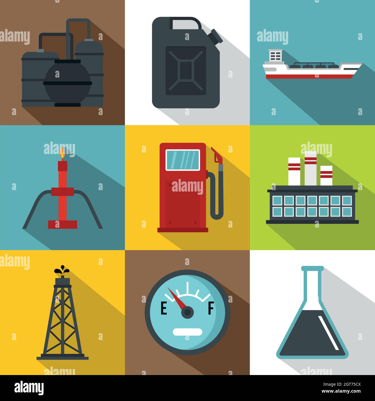 Petroleum icons set, flat style Stock Vector Image & Art - Alamy