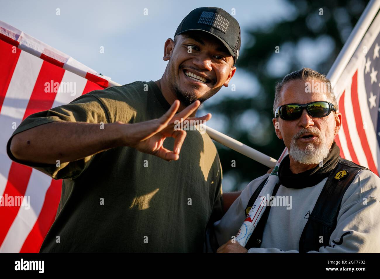 Portland, USA. 01st Oct, 2021. Two prominent Proud Boys, 'Tiny' Toese ...
