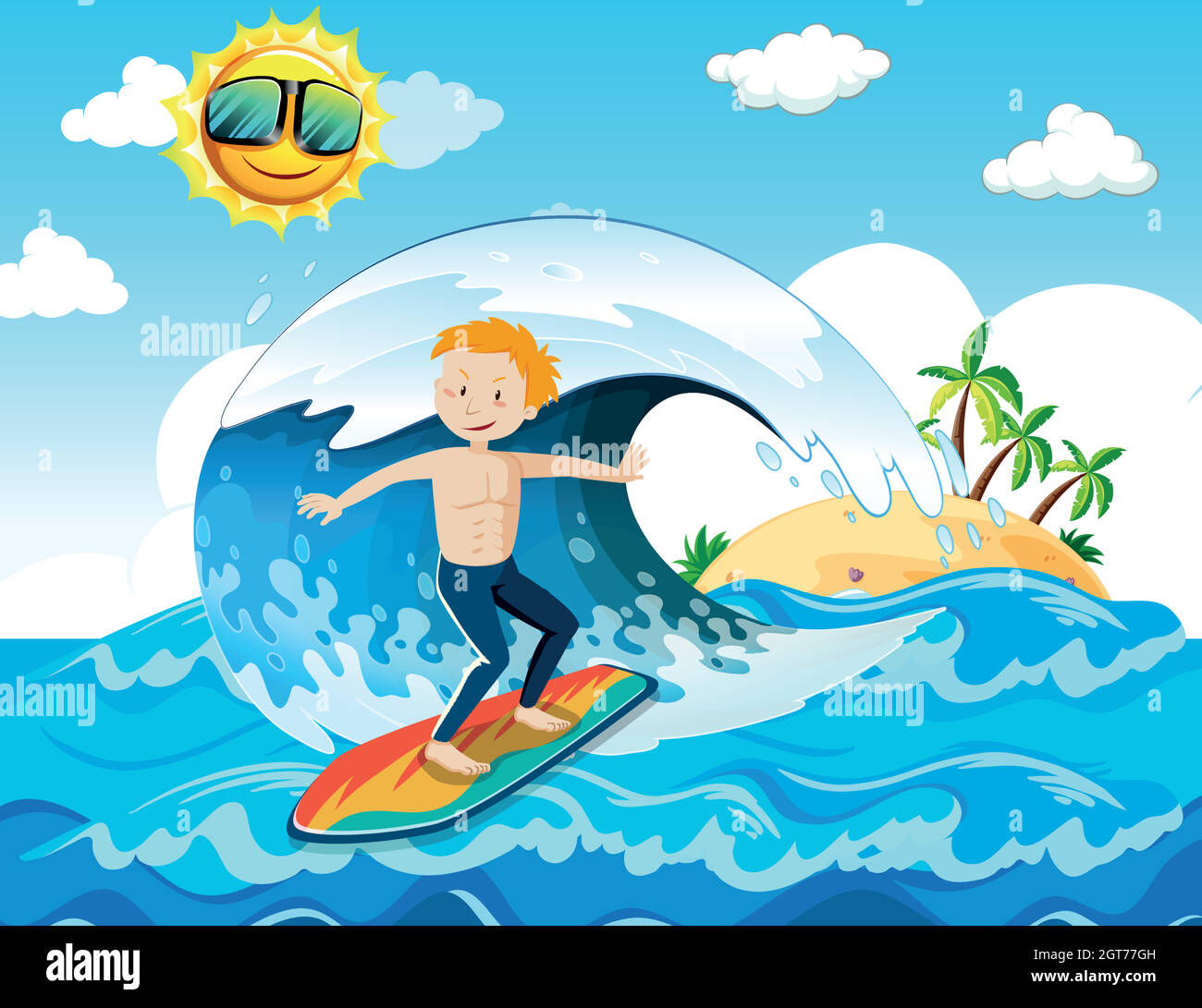Retro surfing illustration hi-res stock photography and images - Alamy
