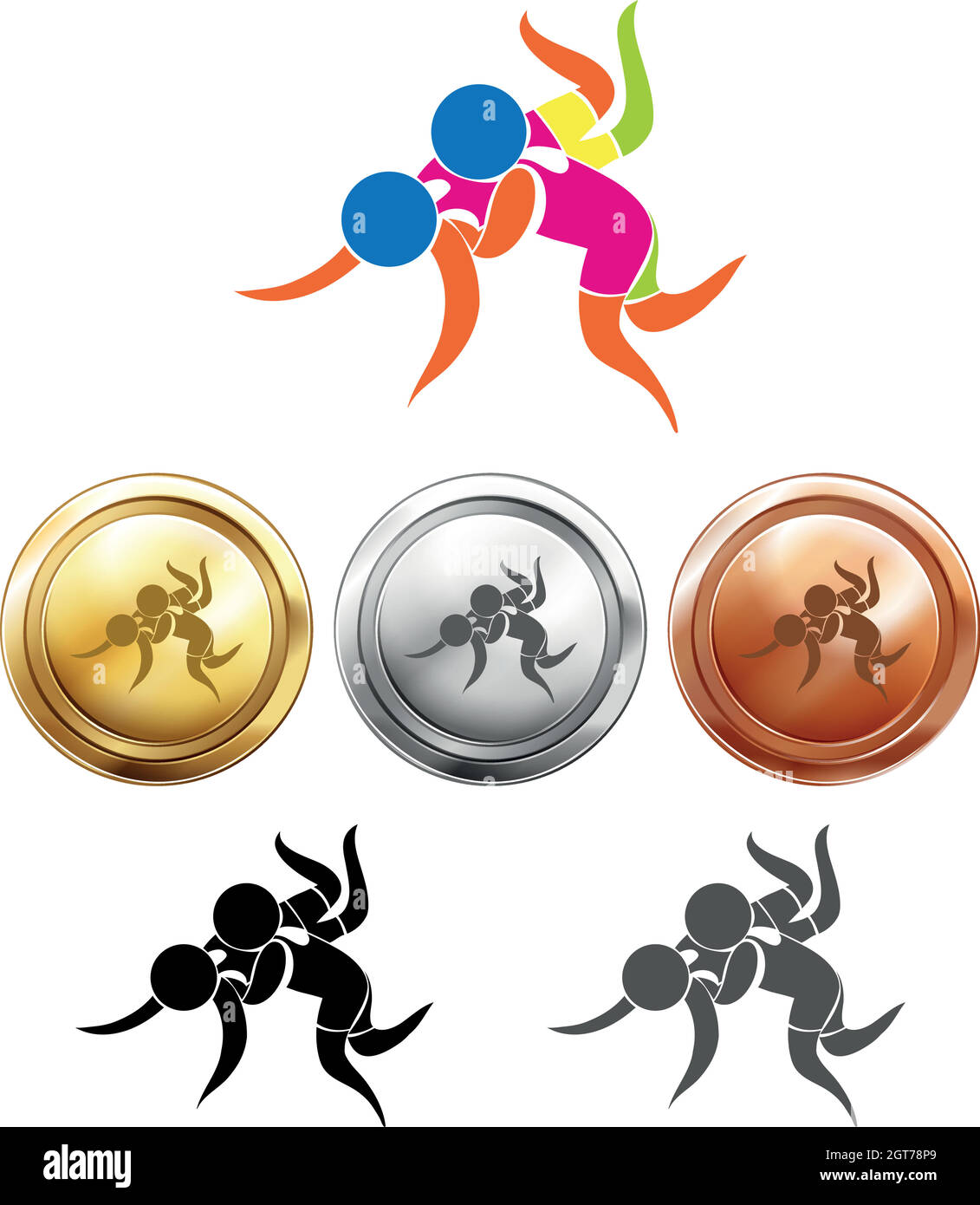 Sport icon design for wrestling and medals Stock Vector Image & Art - Alamy