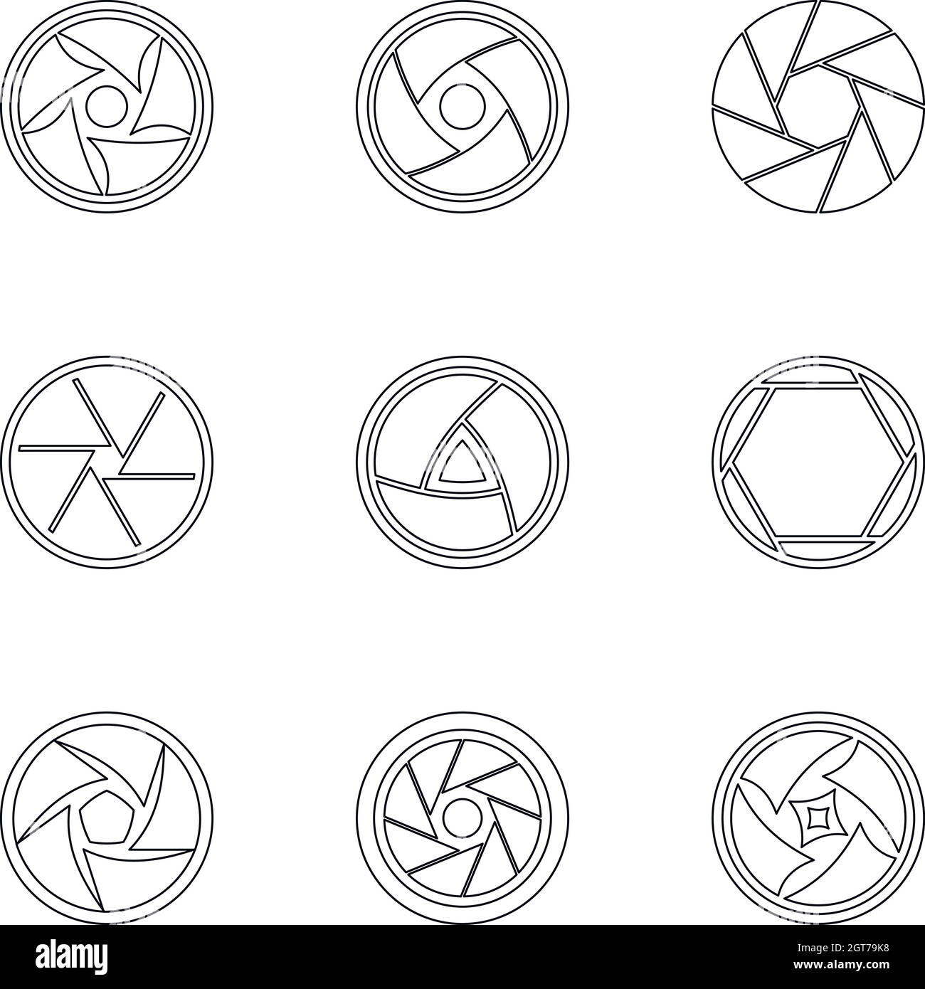 Aperture icons set, outline style Stock Vector Image & Art - Alamy