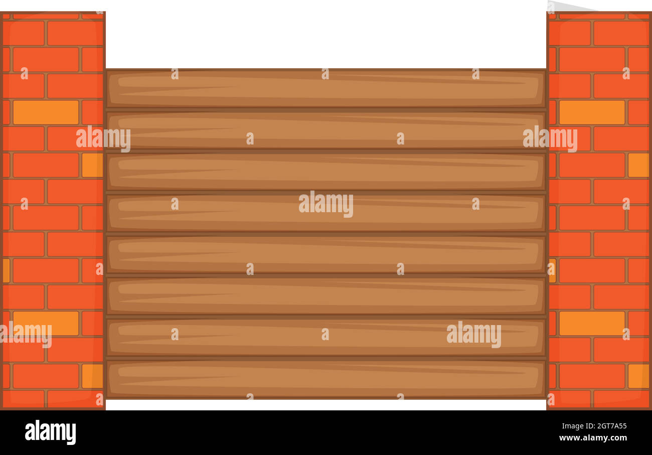 Fence with brick pillars icon, cartoon style Stock Vector Image & Art ...