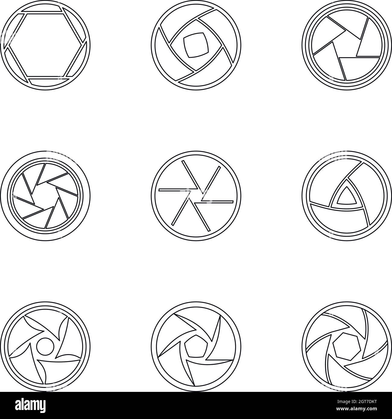 Aperture of photocamera icons set, outline style Stock Vector Image ...