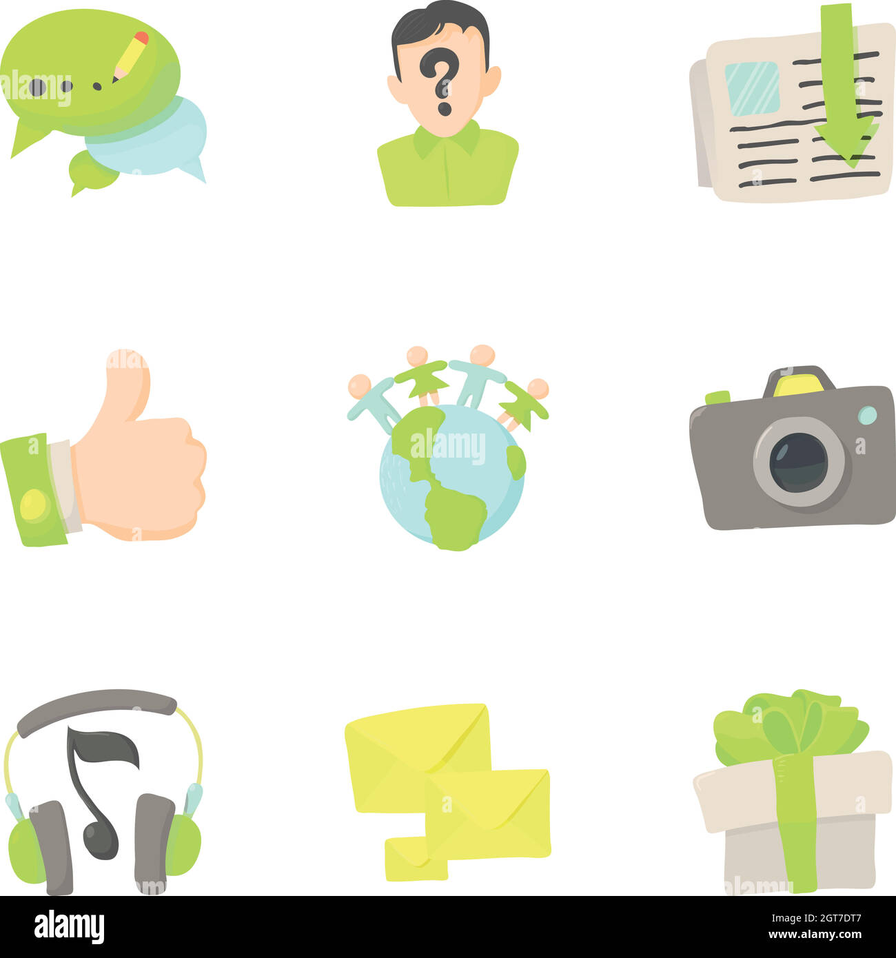 Communication in network icons set, cartoon style Stock Vector Image ...