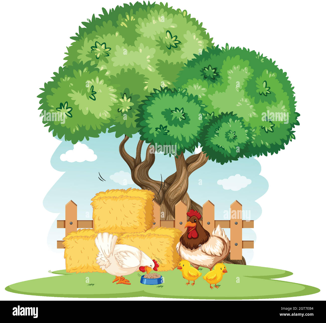 Cartoon illustration chickens farm Stock Vector Images - Alamy
