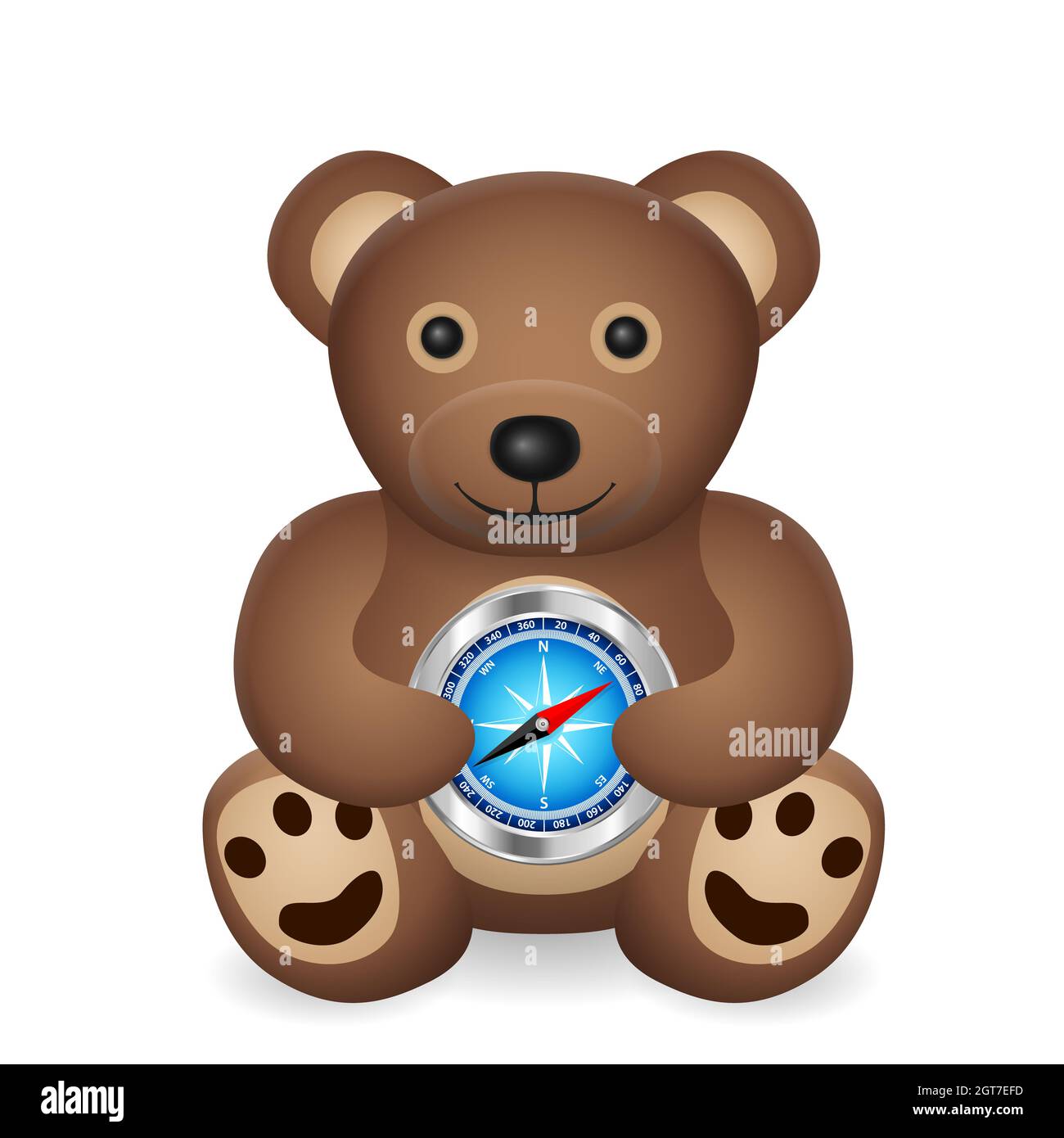 Teddy bear with compass on a white background. Vector illustration ...