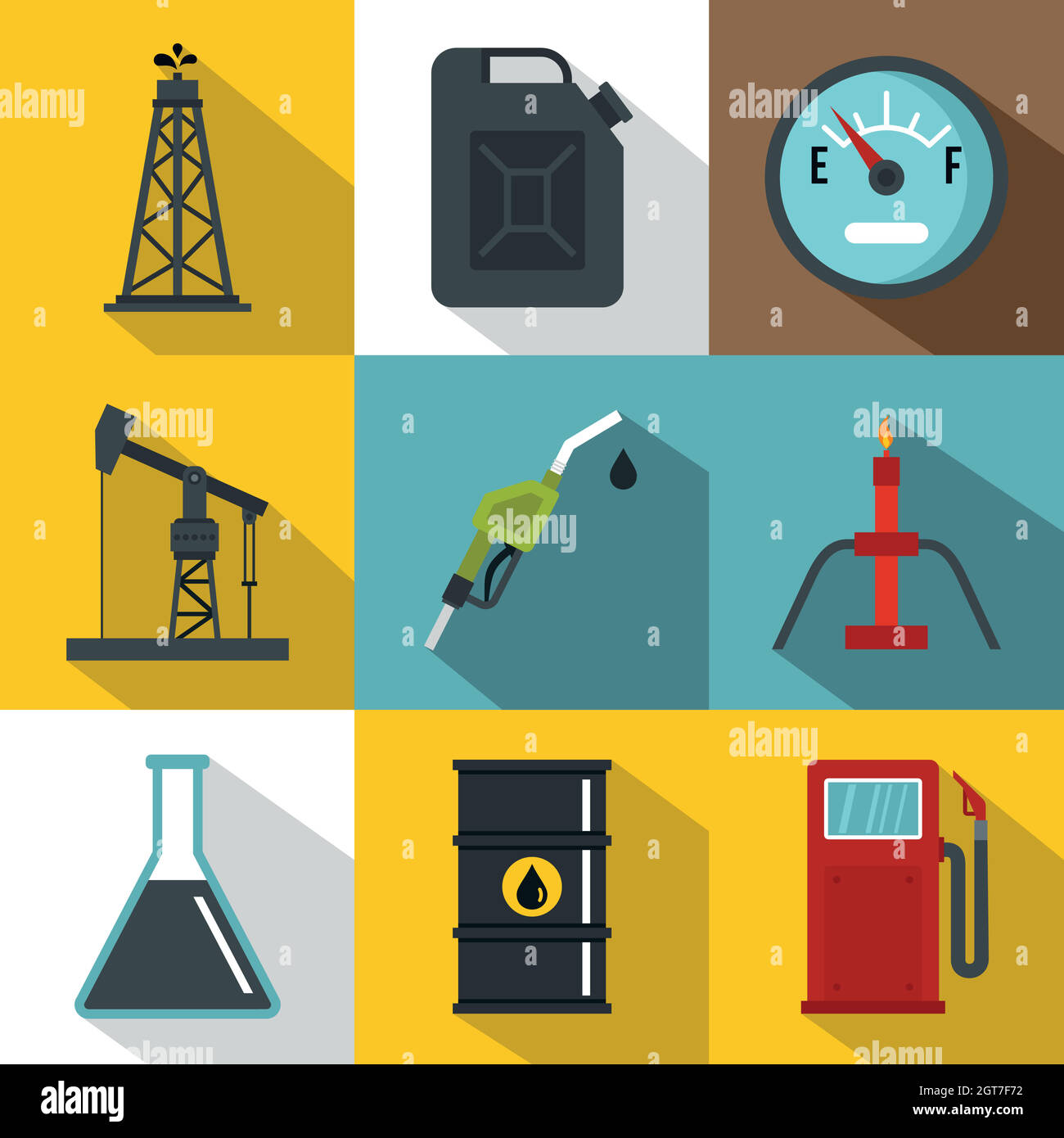 Oil icons set, flat style Stock Vector Image & Art - Alamy
