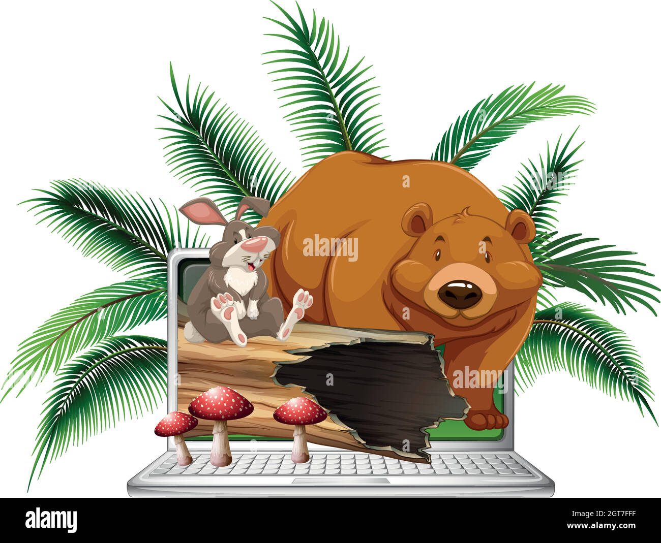 Bear on log Stock Vector Images - Alamy