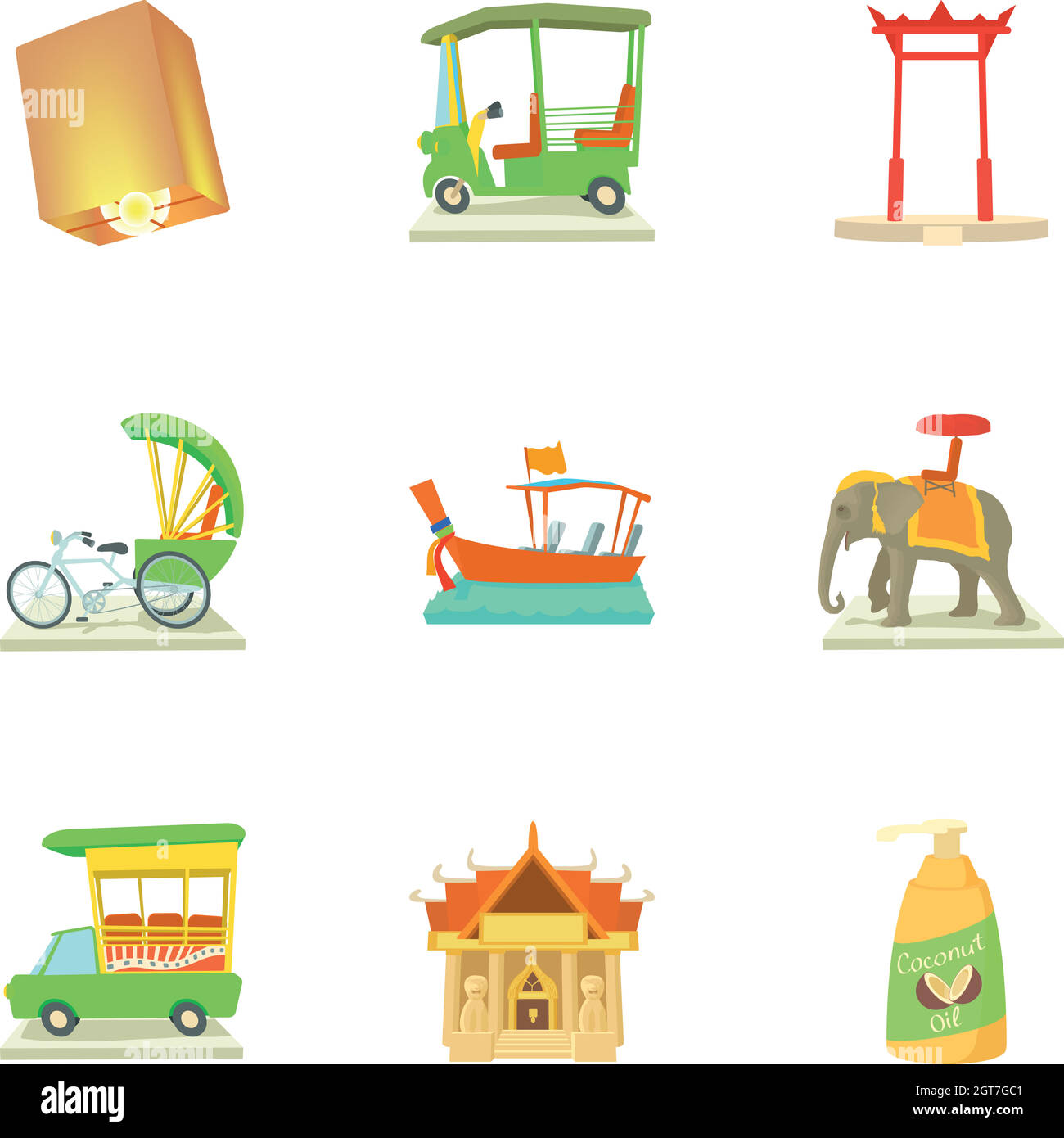 Tourism in Thailand icons set, cartoon style Stock Vector Image & Art ...